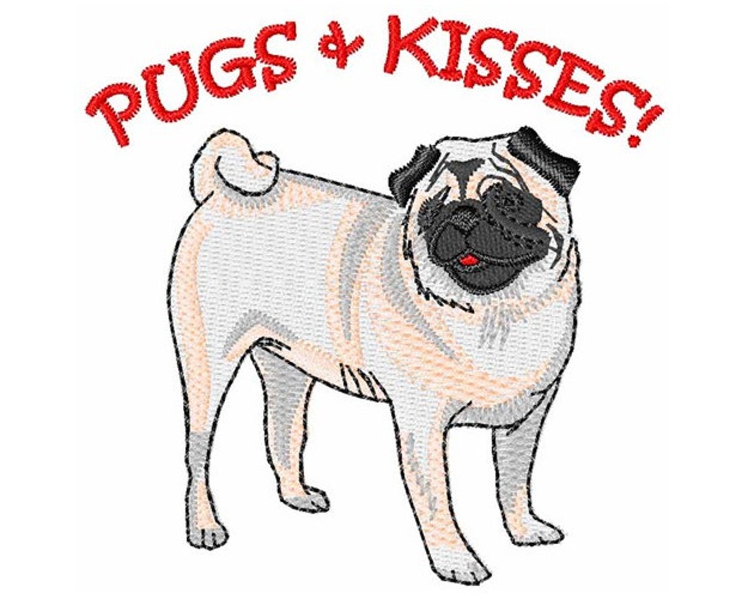 Pugs & Kisses Machine Embroidery Design - Etsy