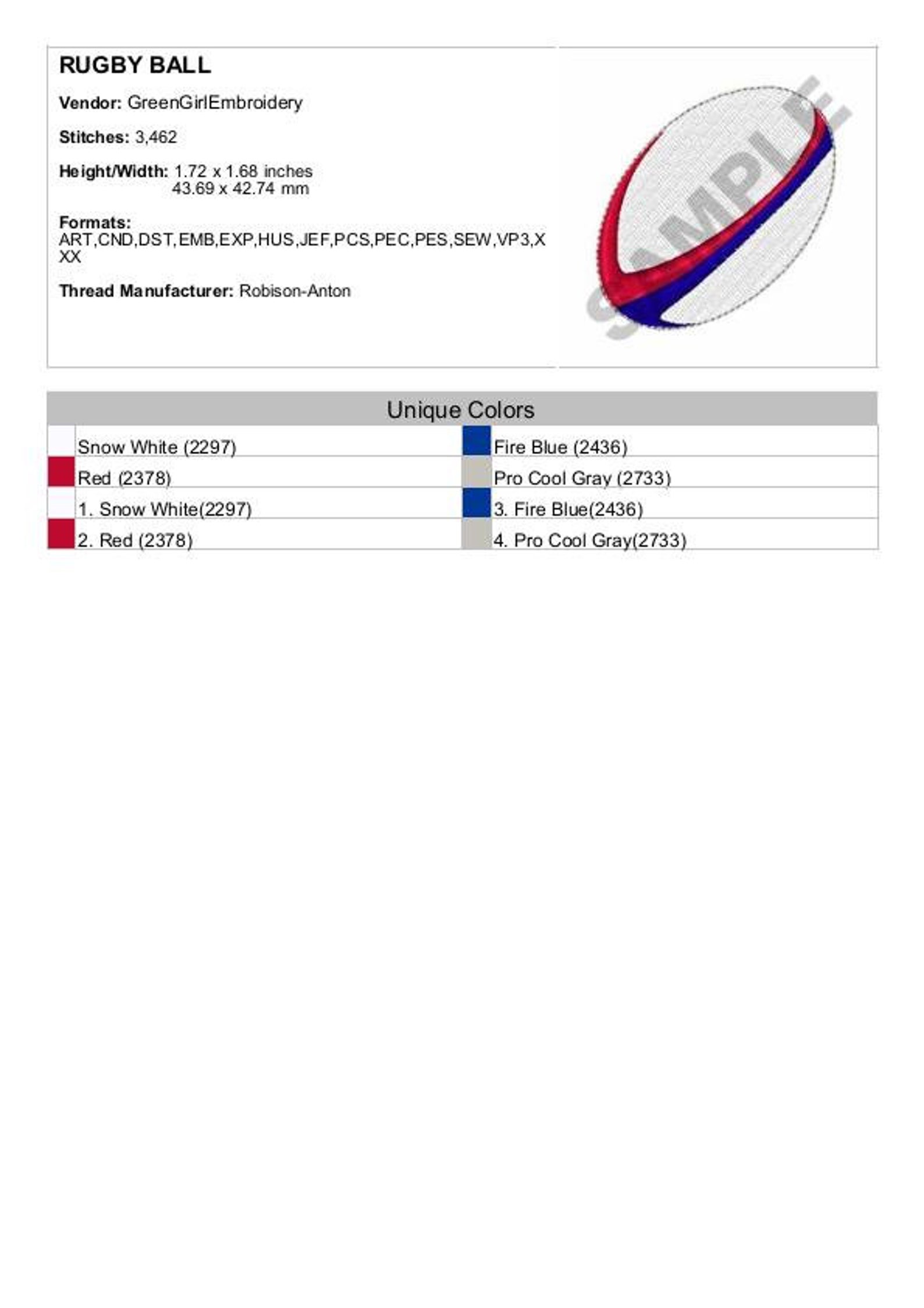 Rugby Ball Machine Embroidery Design - Etsy