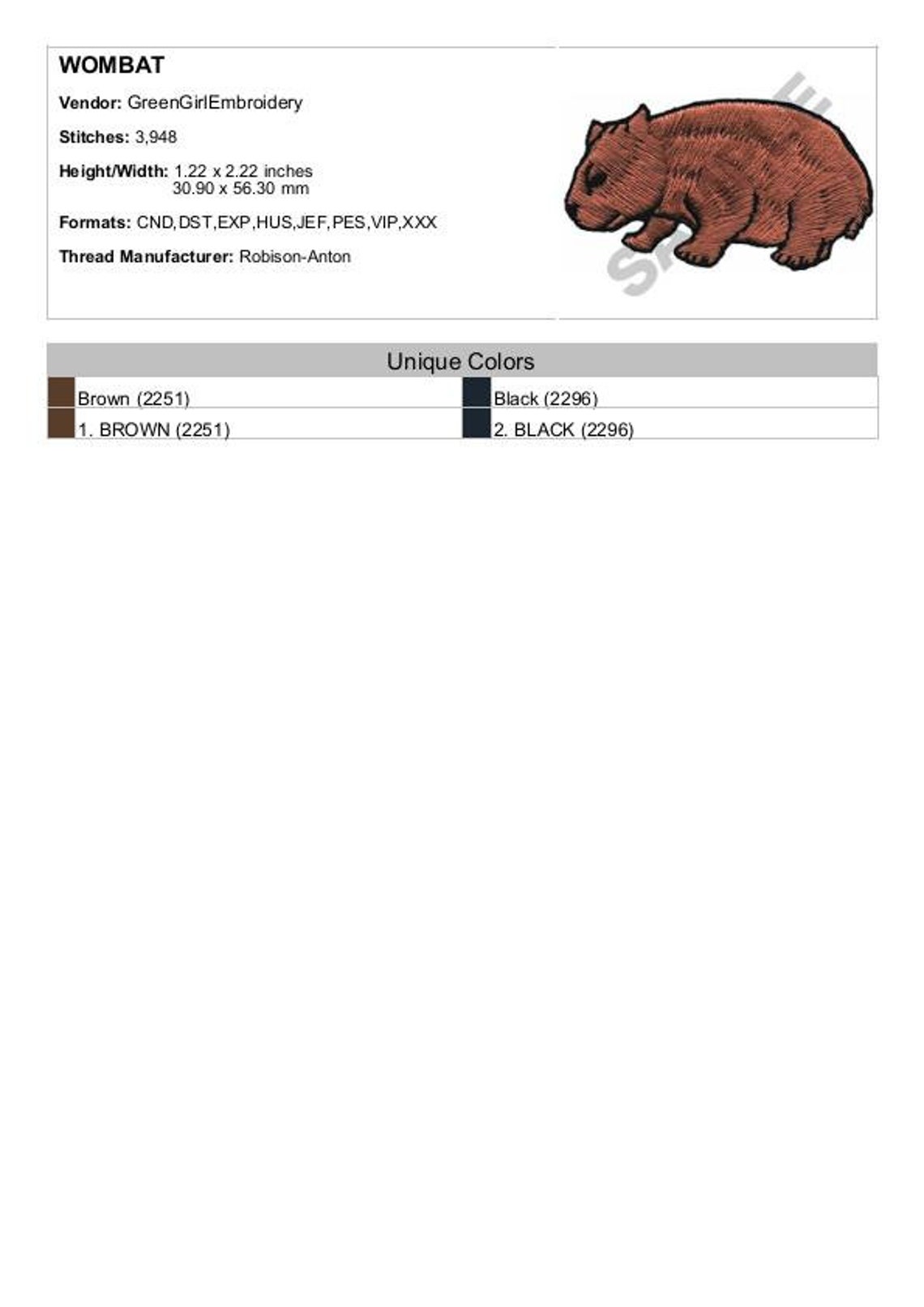 Wombat Machine Embroidery Design - Etsy