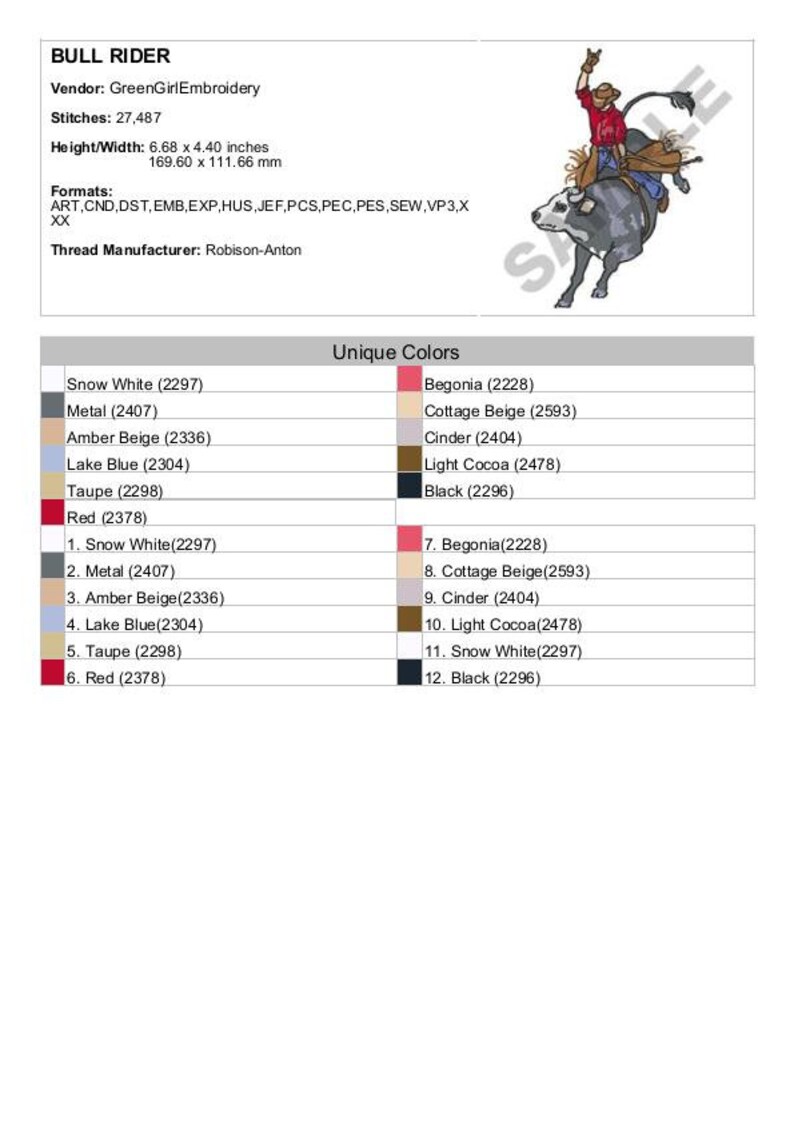 Bull Rider - Machine Embroidery Design - Etsy