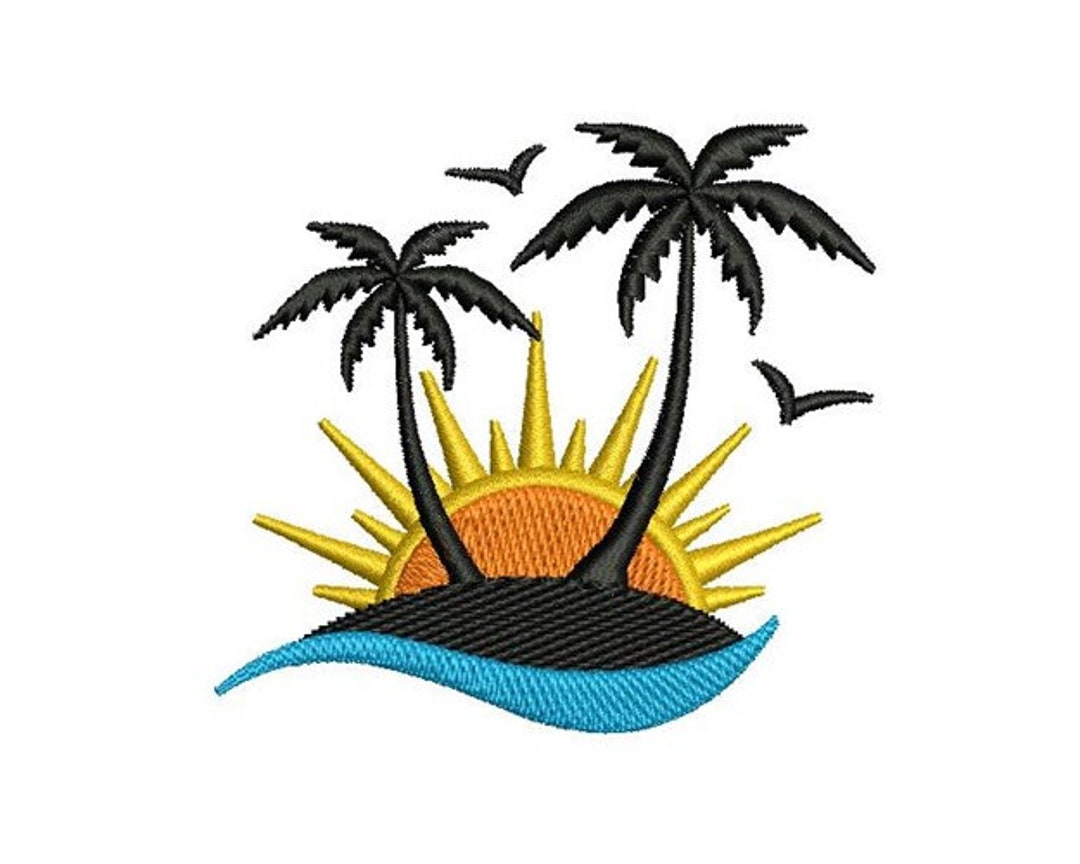 Tropical Island - Machine Embroidery Design - Etsy
