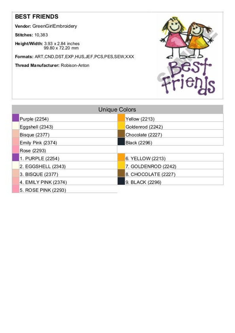 Best Friends - Machine Embroidery Design - Etsy
