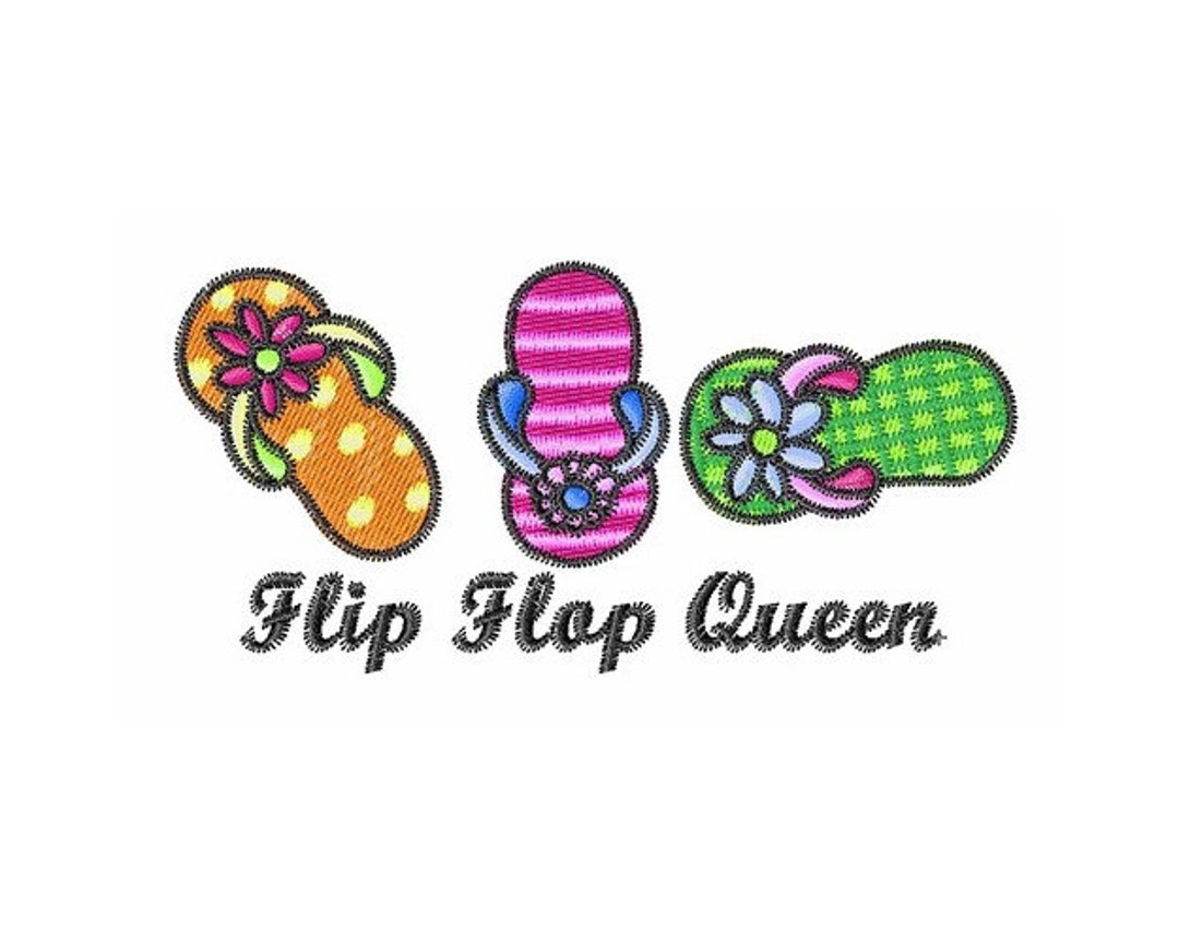 Flip Flop Queen Machine Embroidery Design - Etsy
