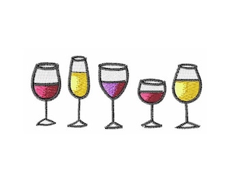 Stylized Wine Glass Machine Embroidery Design - Etsy