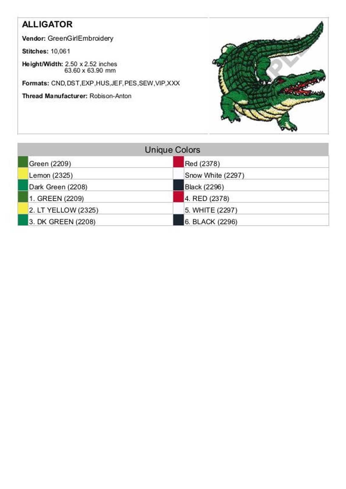 Alligator Machine Embroidery Design - Etsy