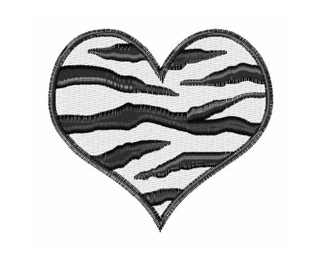 Zebra Heart Machine Embroidery Design - Etsy