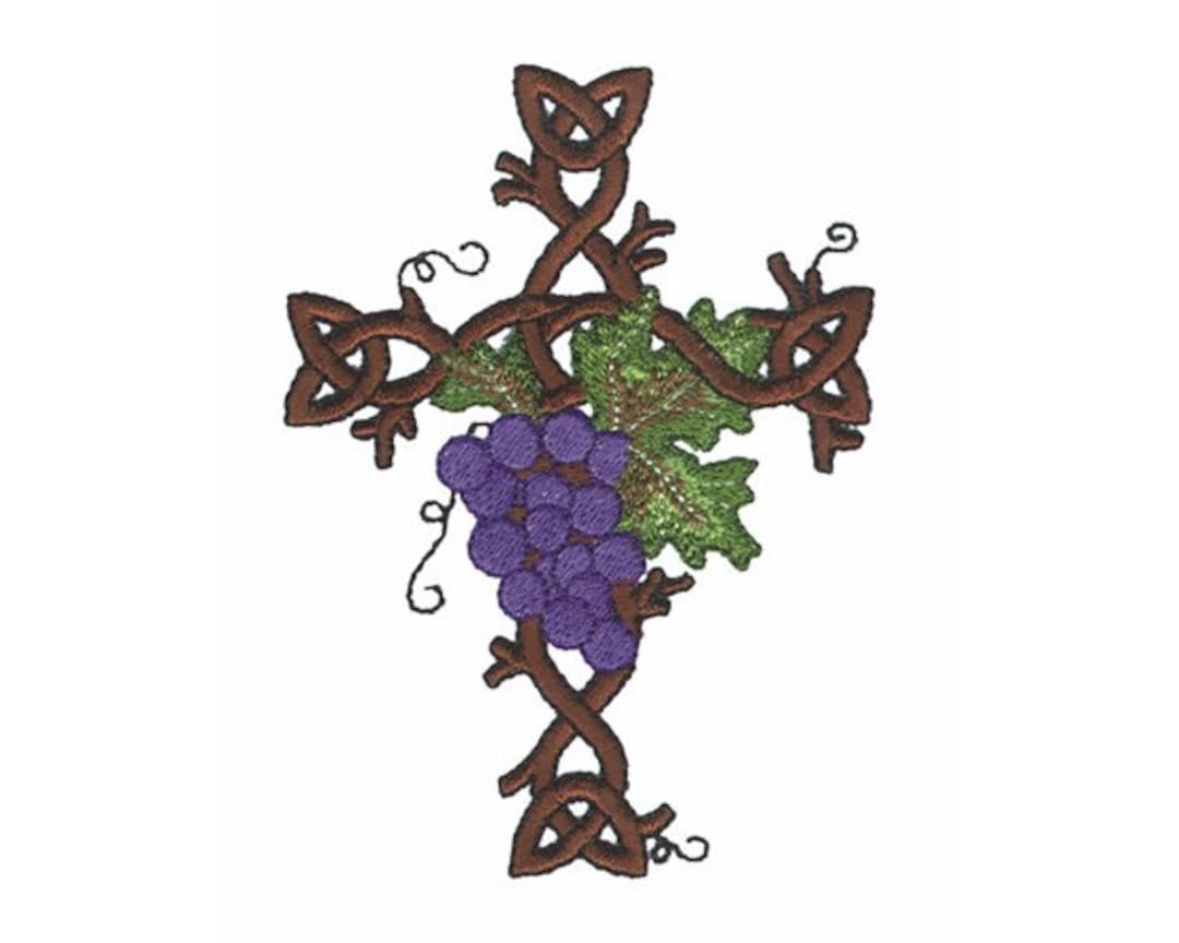 Cross & Grape Vine - Machine Embroidery Design - Etsy