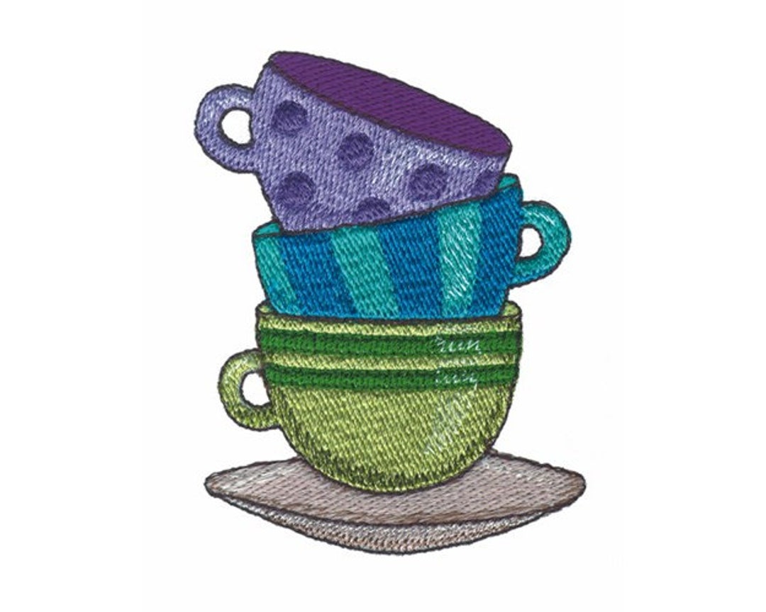 Coffee Cup Border - Machine Embroidery Design - Etsy
