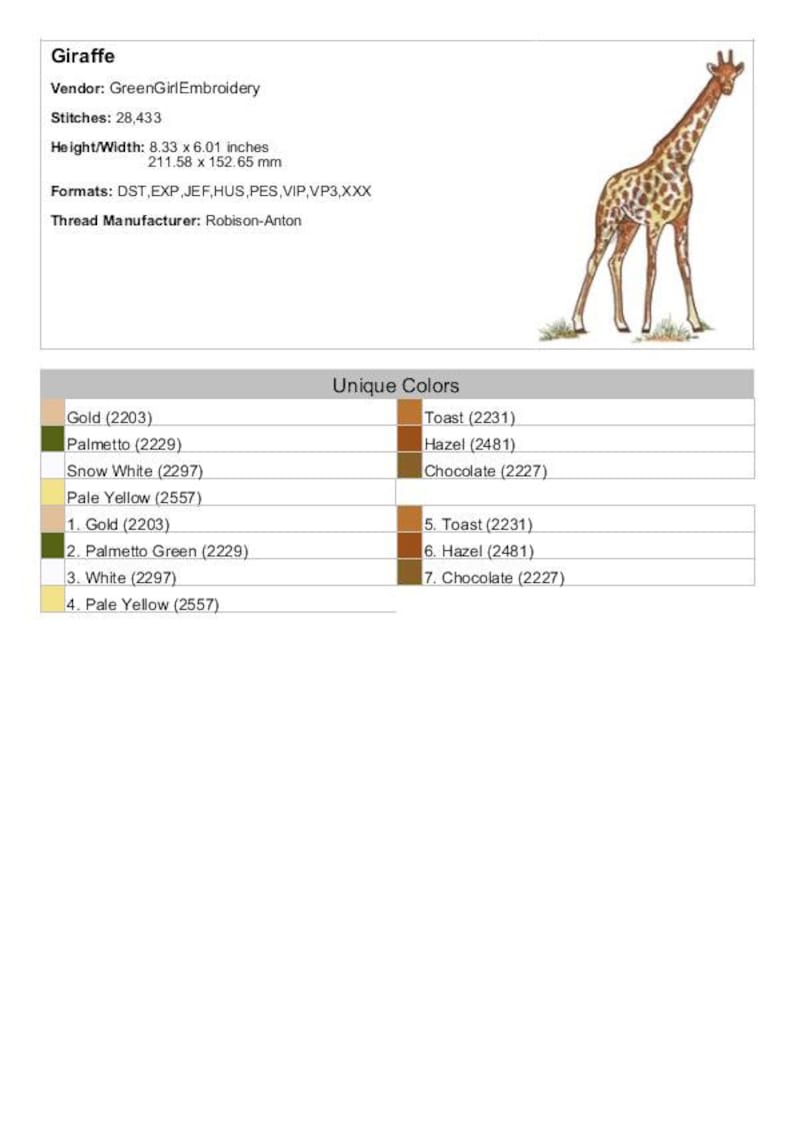 Giraffe Machine Embroidery Design - Etsy