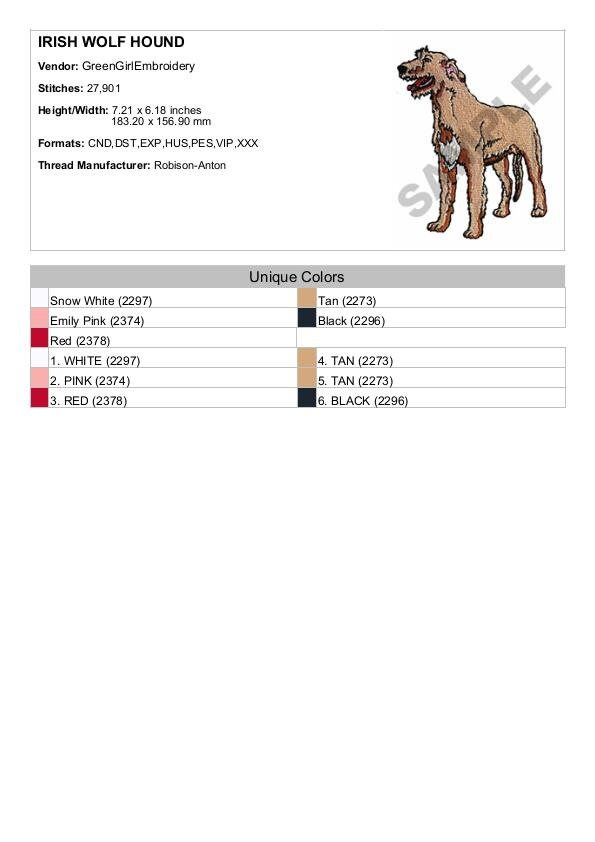 Irish Wolf Hound Machine Embroidery Design - Etsy