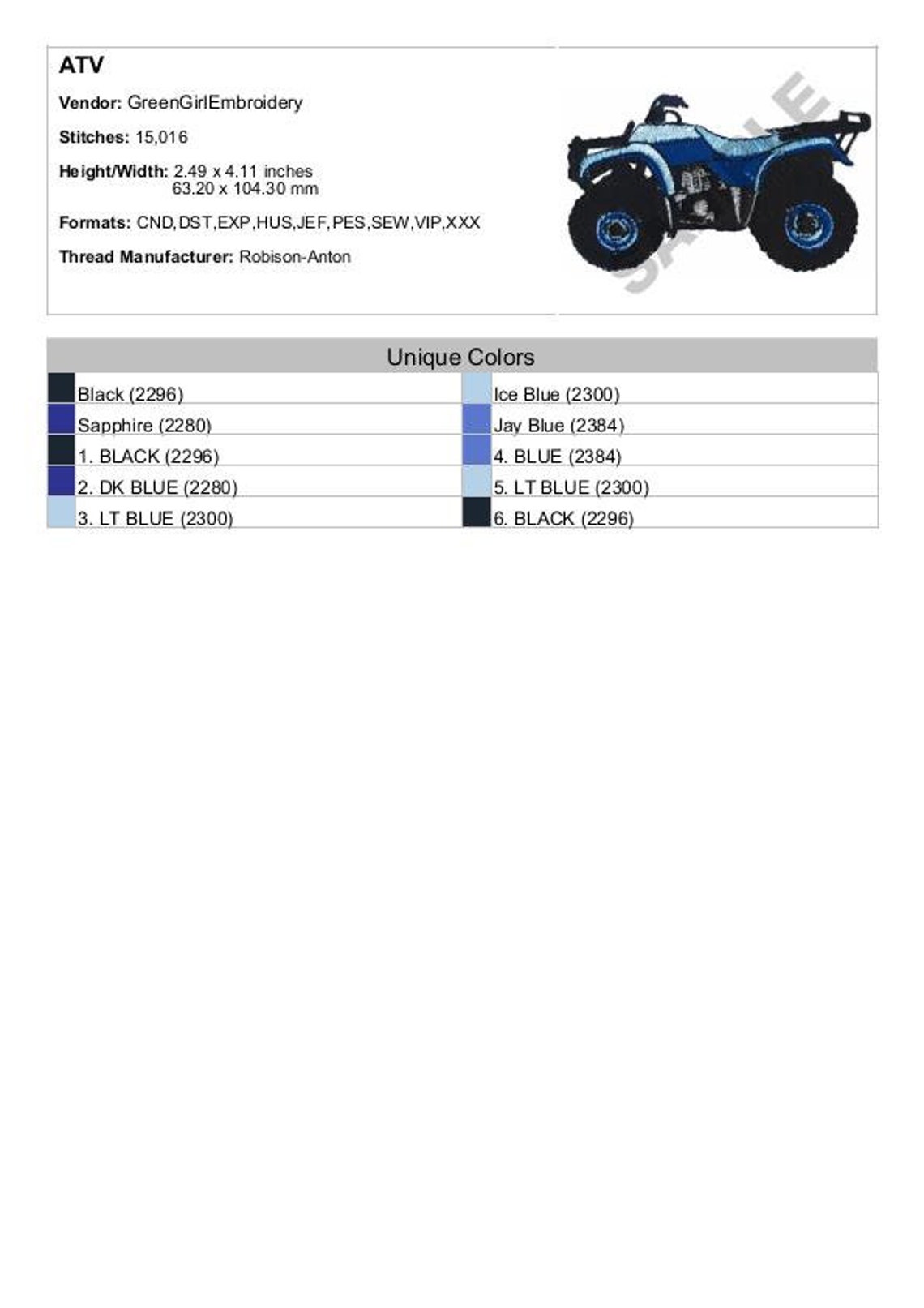 Atv Machine Embroidery Design - Etsy