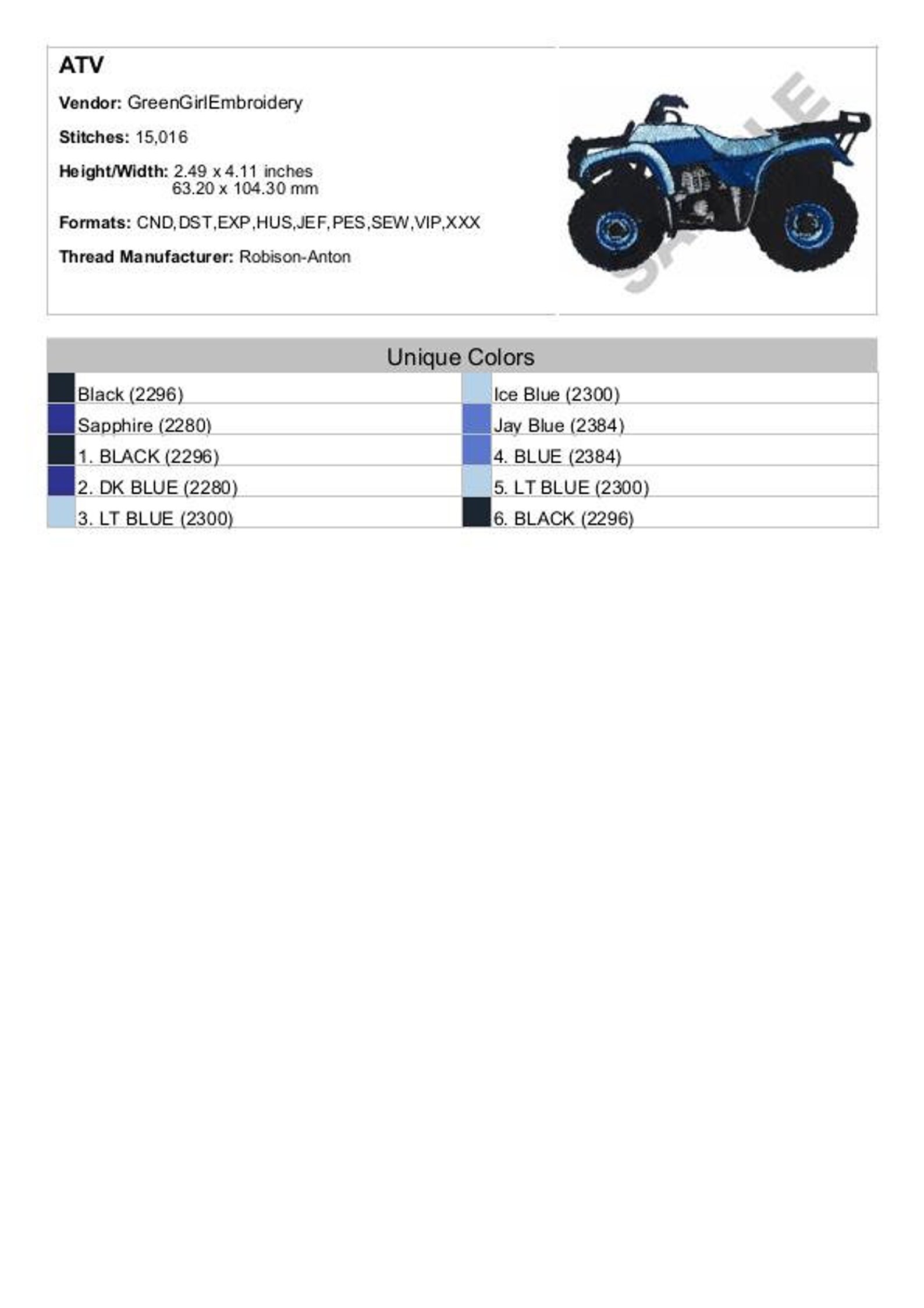 Atv Machine Embroidery Design - Etsy