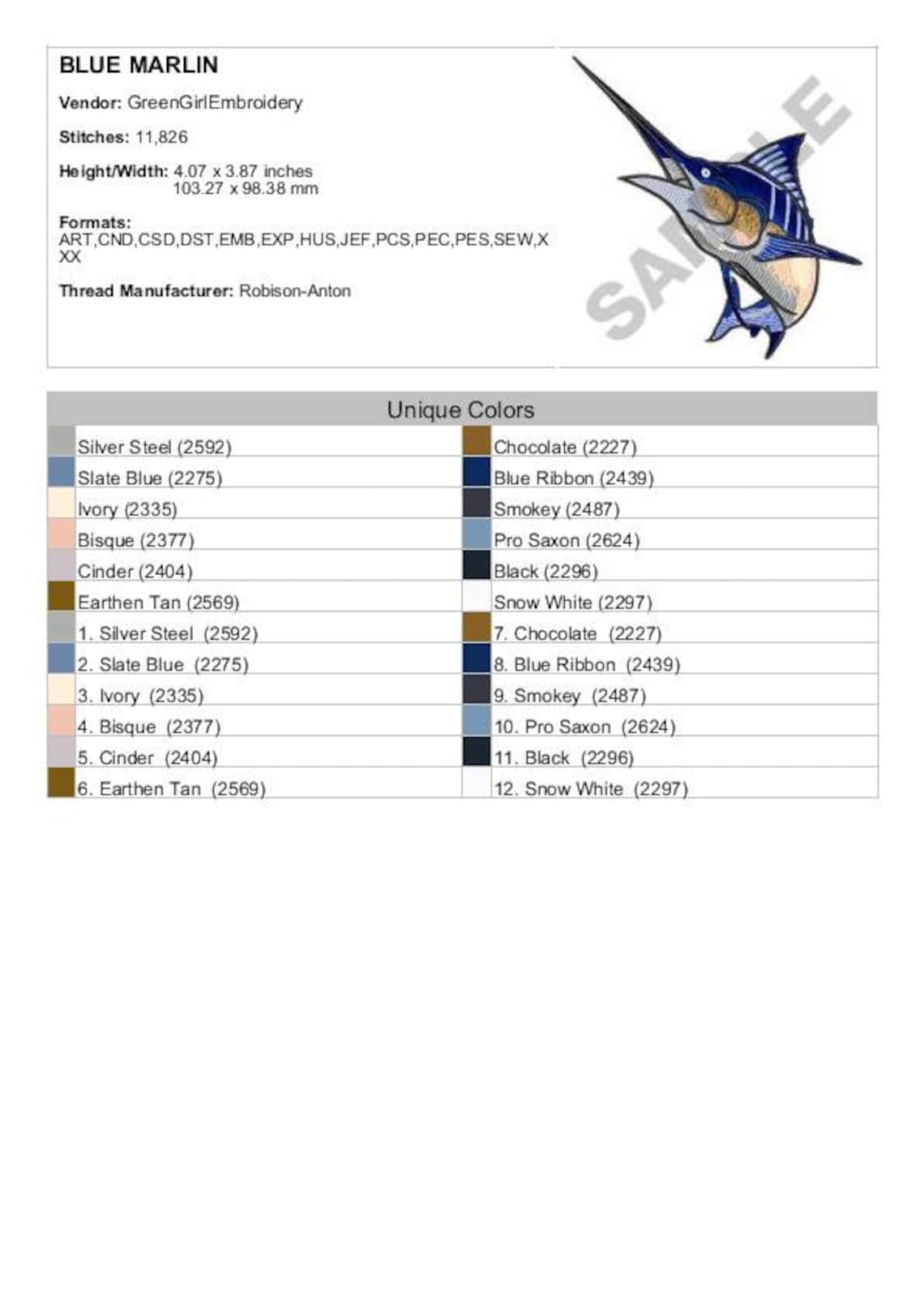 Blue Marlin Machine Embroidery Design - Etsy