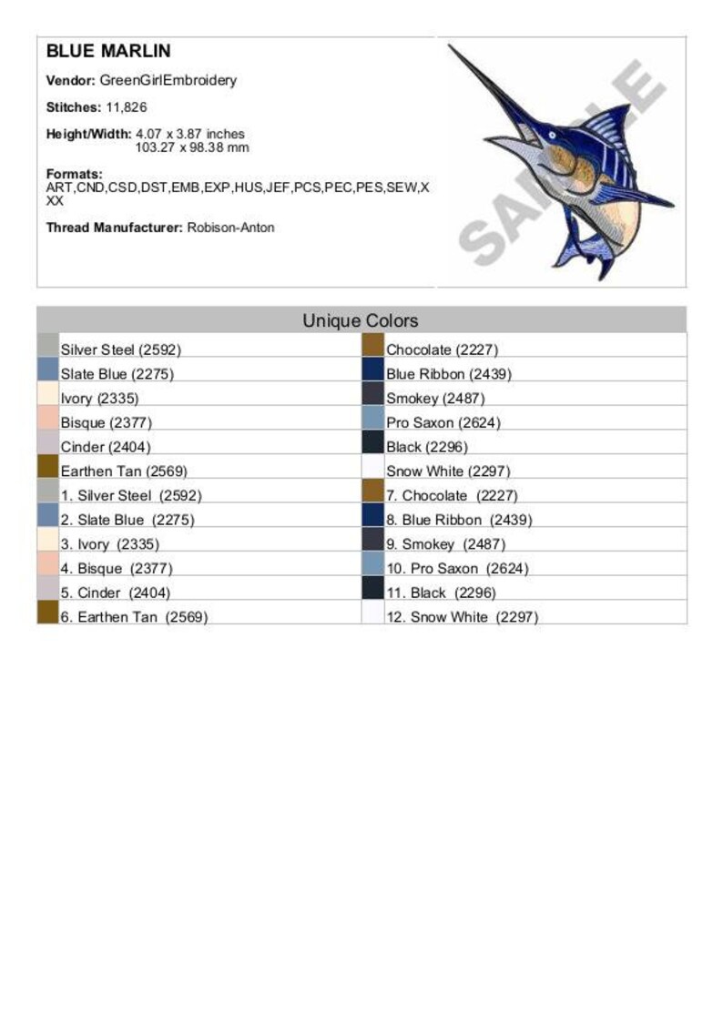 Blue Marlin Machine Embroidery Design - Etsy