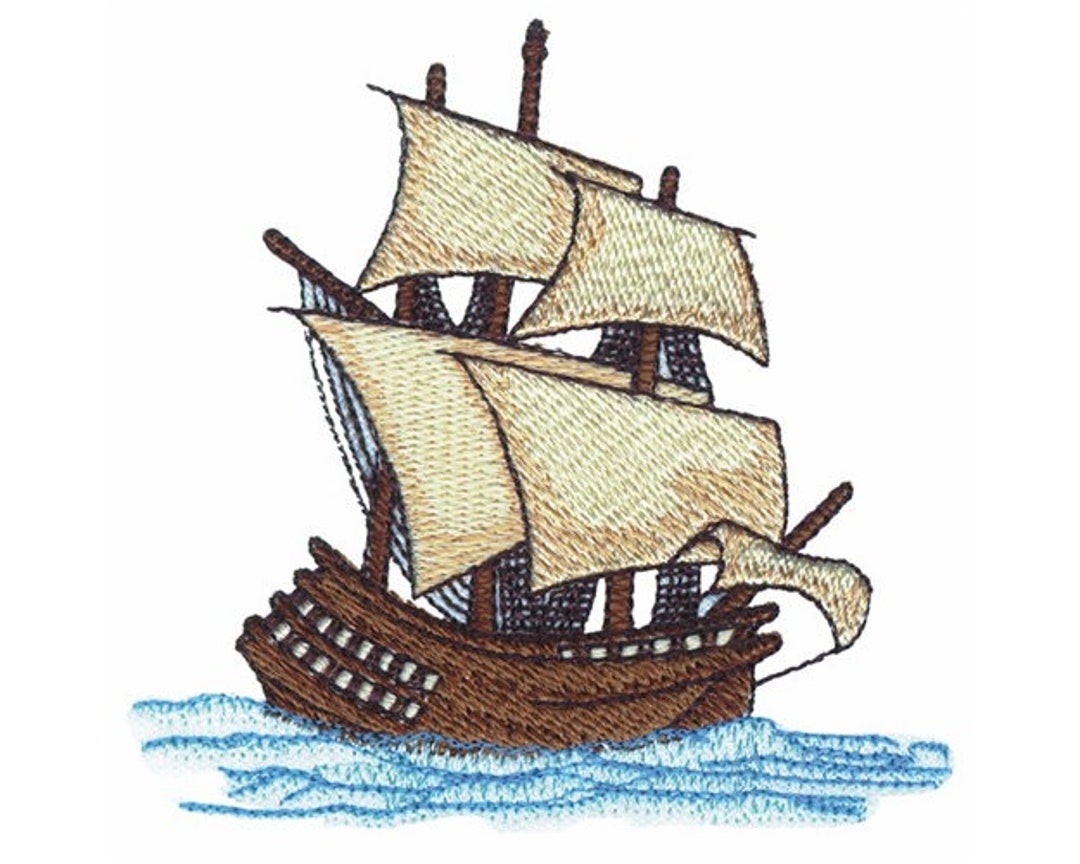 Pilgrims Boat - Machine Embroidery Design - Etsy