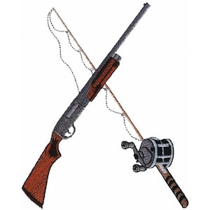Shotgun & Fishing Pole - Machine Embroidery Design - Etsy