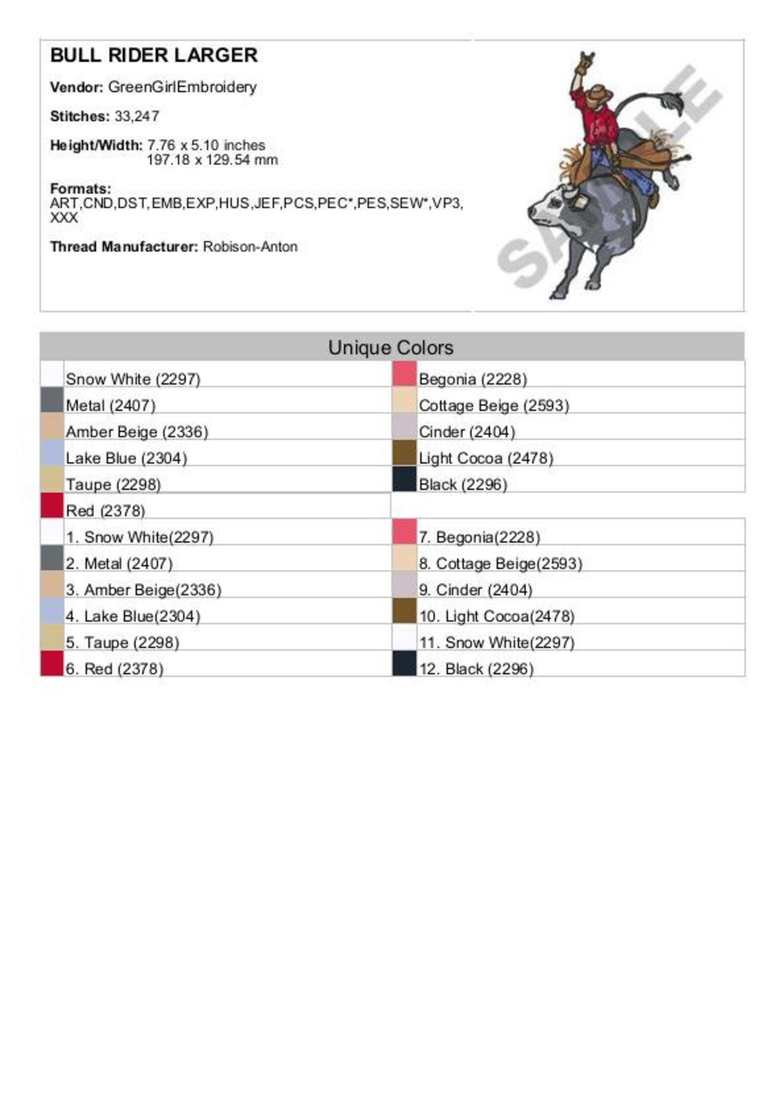 Bull Rider Larger Machine Embroidery Design - Etsy