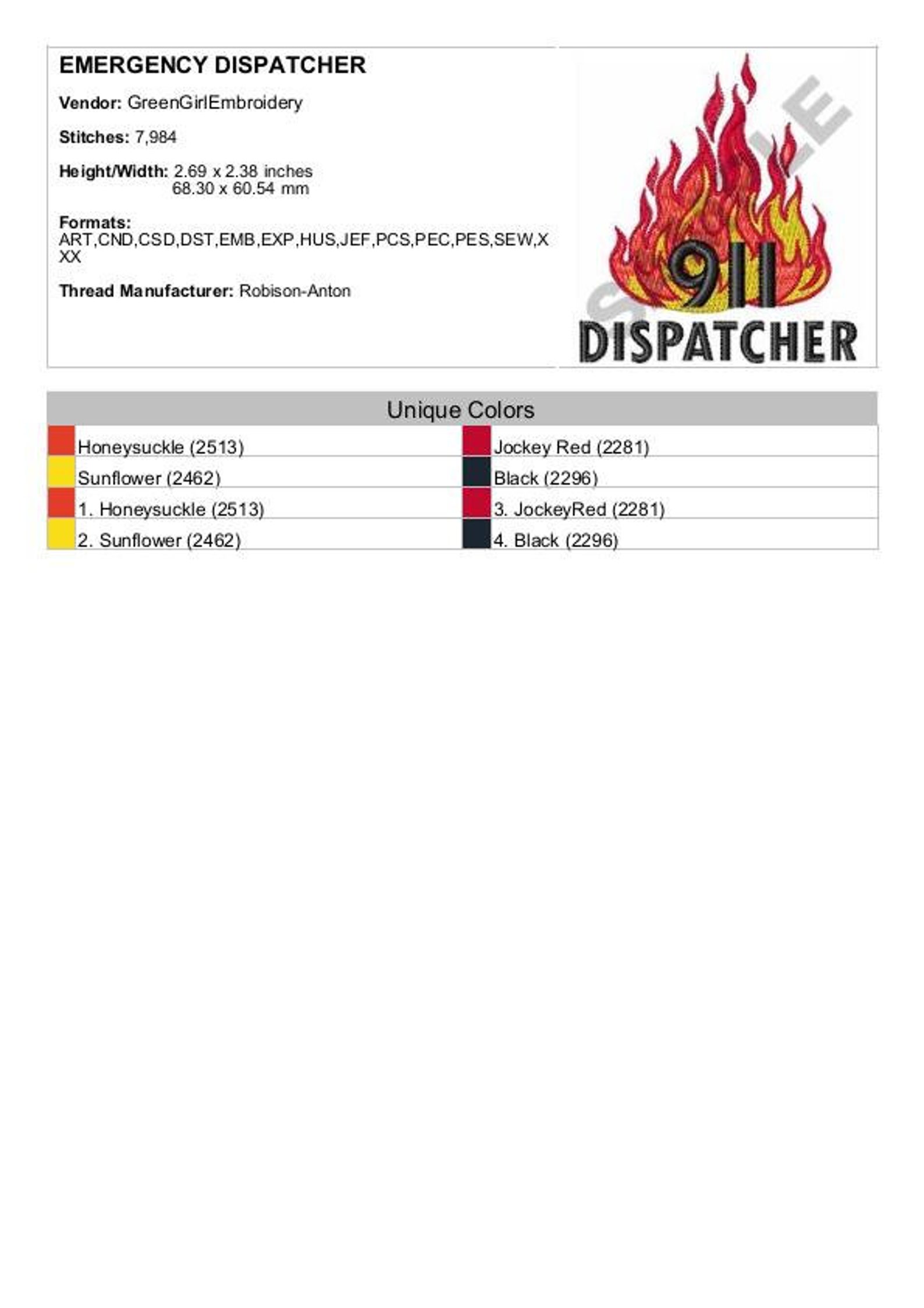 Emergency Dispatcher Machine Embroidery Design - Etsy