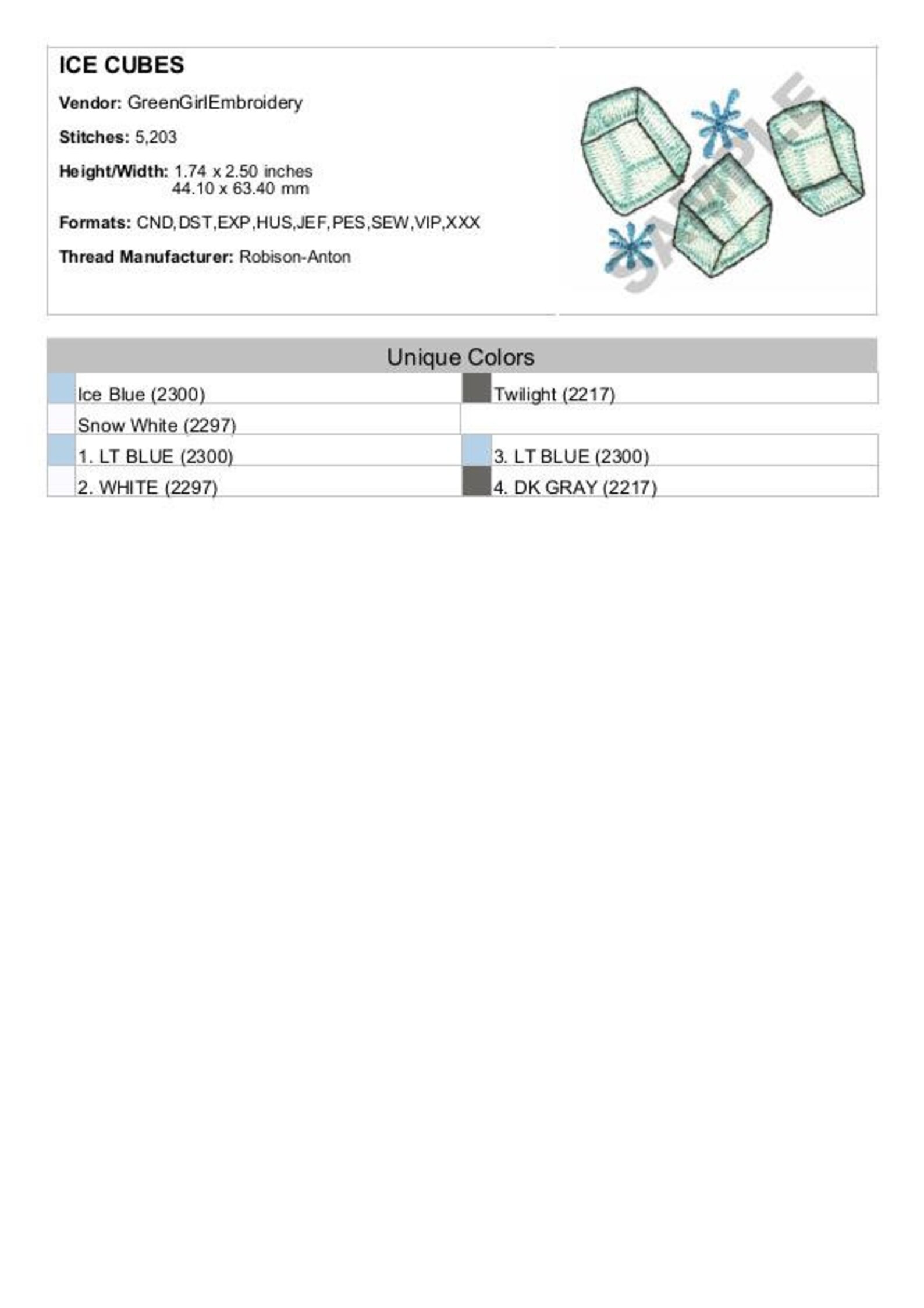 Ice Cubes - Machine Embroidery Design - Etsy