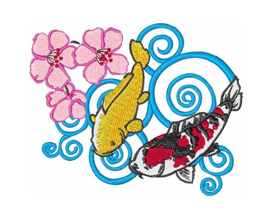 Colorful Koi - Machine Embroidery Design - Etsy