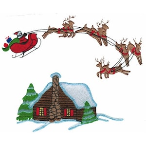 Santa and His Sleigh - Machine Embroidery Design - Etsy