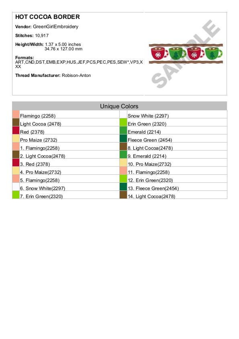 Hot Cocoa Border - Machine Embroidery Design - Etsy