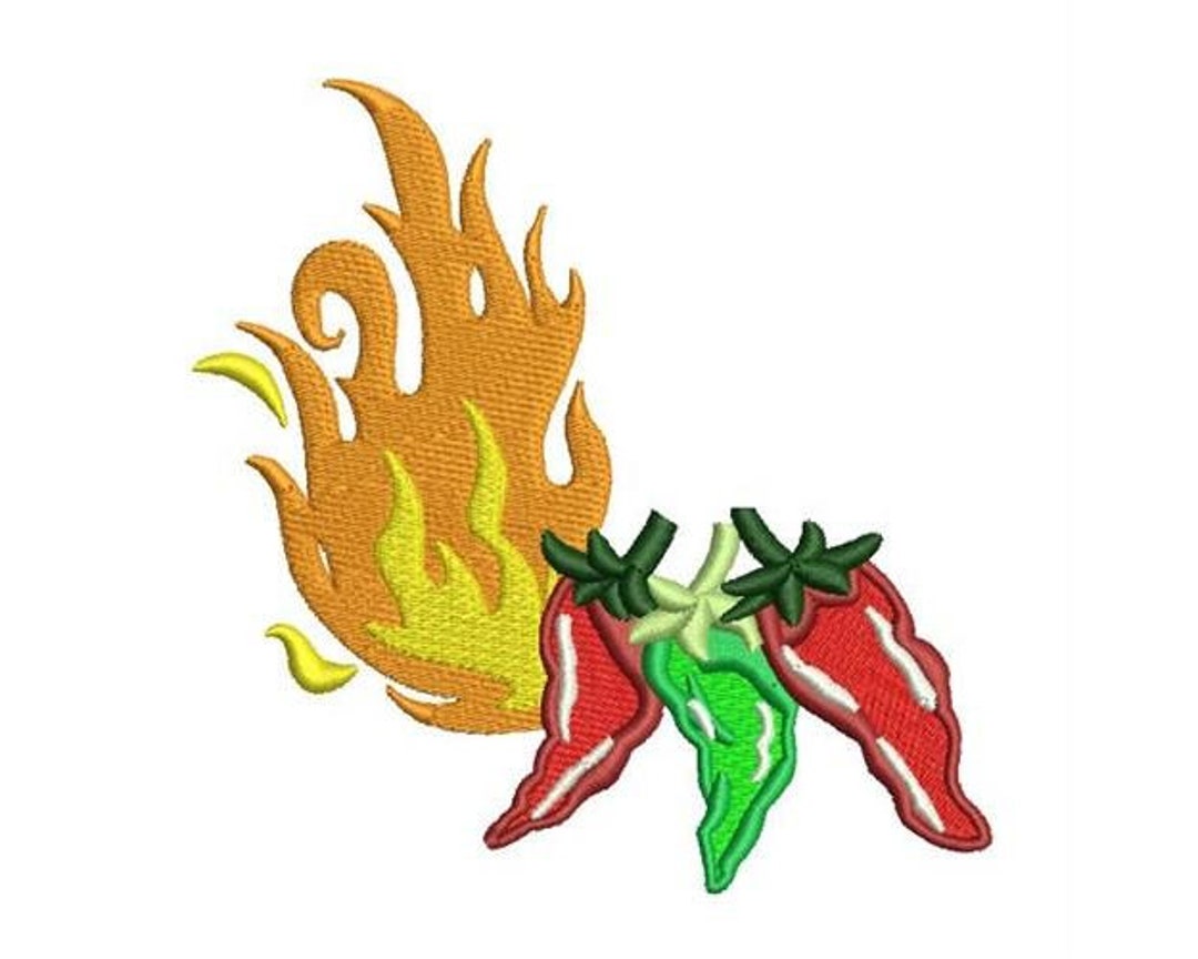 Flaming Chili Peppers - Machine Embroidery Design - Etsy