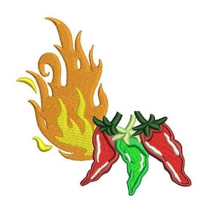 Flaming Chili Peppers - Machine Embroidery Design - Etsy