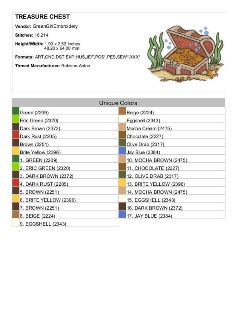 Treasure Chest Machine Embroidery Design - Etsy