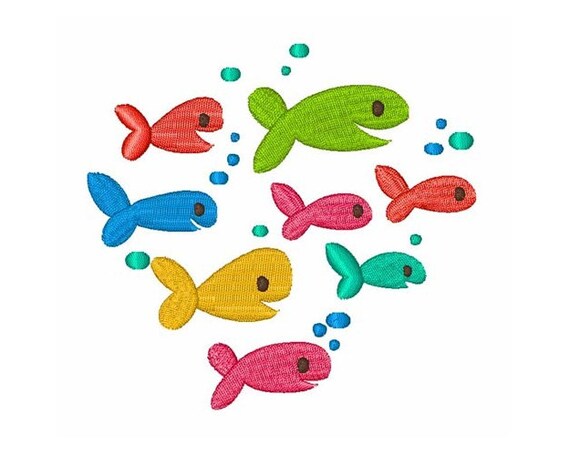 School of Fish Machine Embroidery Design - Etsy