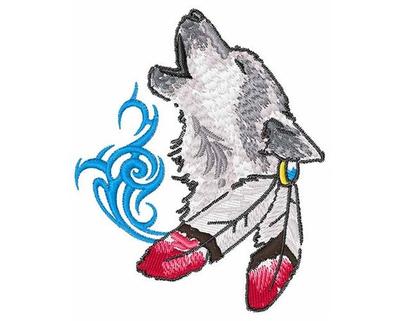 Tribal Wolf Machine Embroidery Design - Etsy