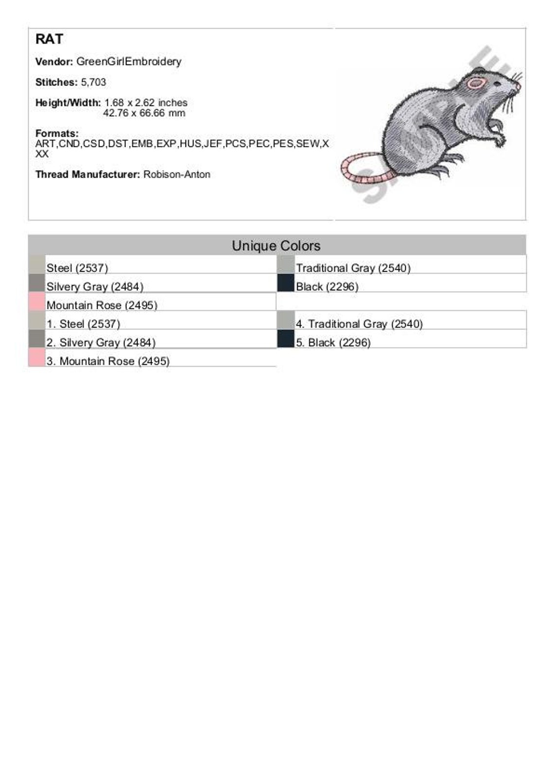 Rat Machine Embroidery Design - Etsy