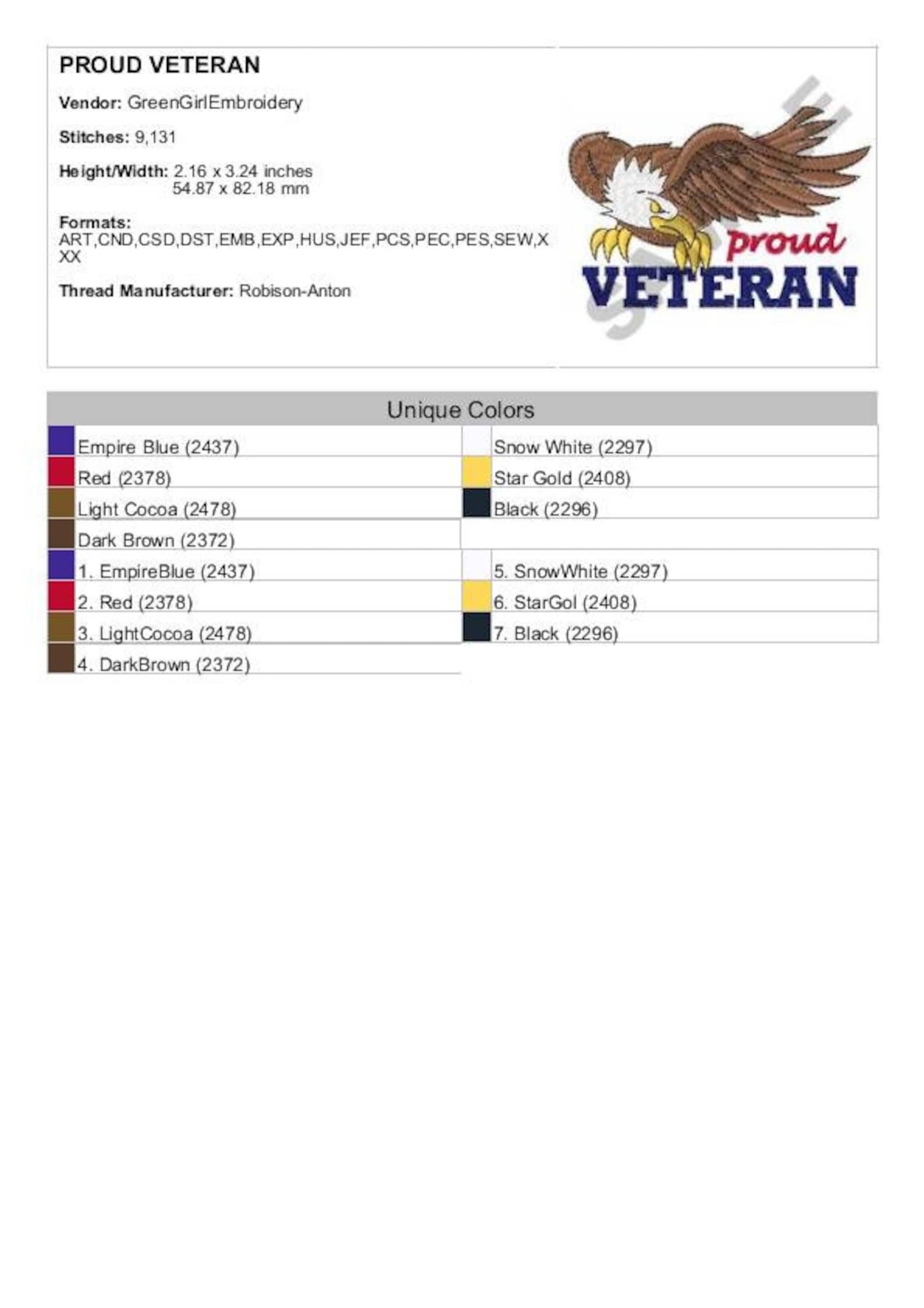 Proud Veteran - Machine Embroidery Design - Etsy