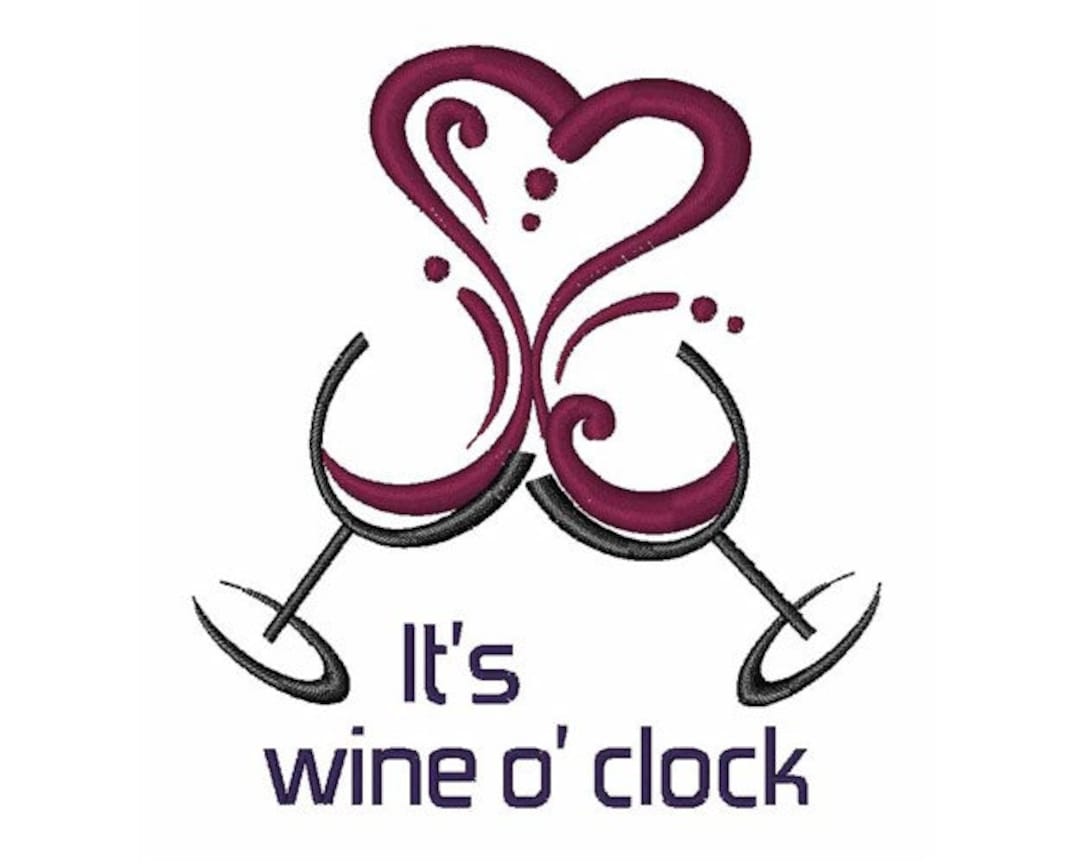 Wine Oclock - Machine Embroidery Design - Etsy