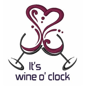 Wine Oclock - Machine Embroidery Design - Etsy