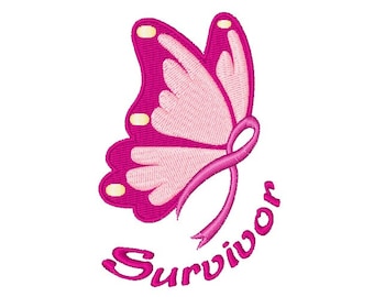 Embroidery Design Breast Cancer Ribbon Butterfly - Etsy