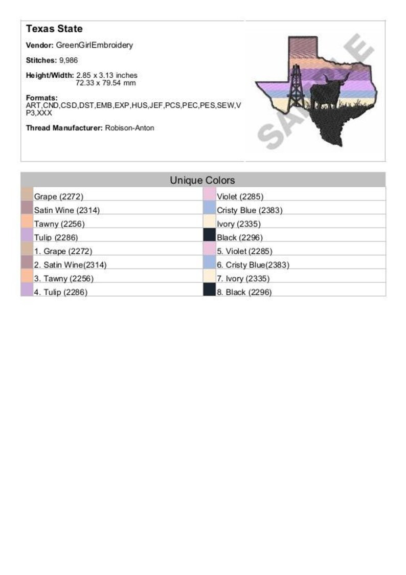 Texas State Machine Embroidery Design - Etsy