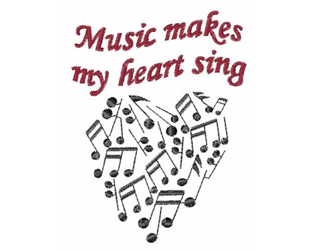 Music Makes Heart Sing Machine Embroidery Design - Etsy
