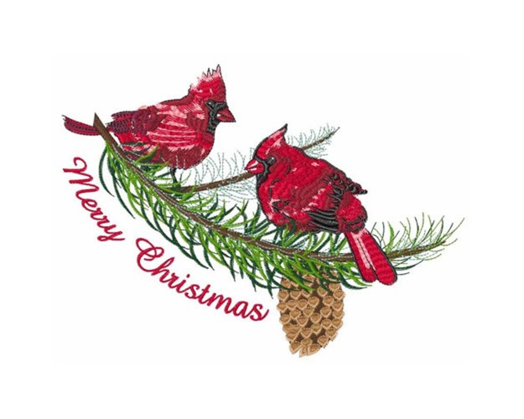 Merry Christmas Cardinals Machine Embroidery Design - Etsy