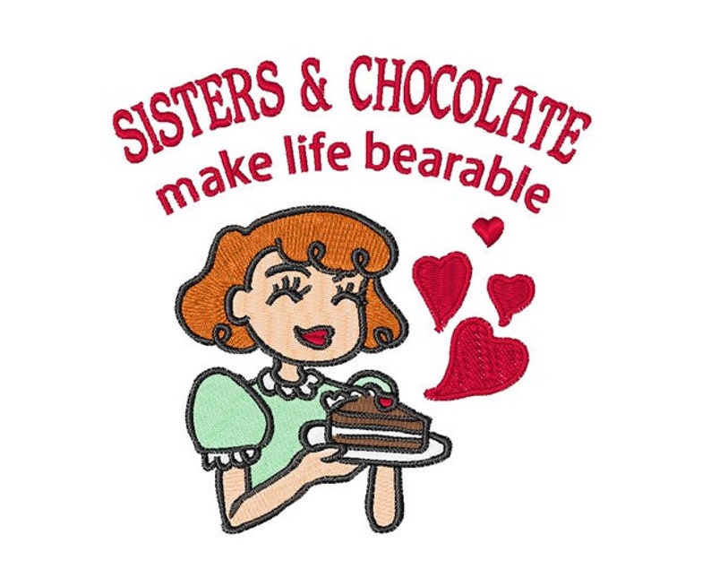 Sisters & Chocolate Machine Embroidery Design - Etsy