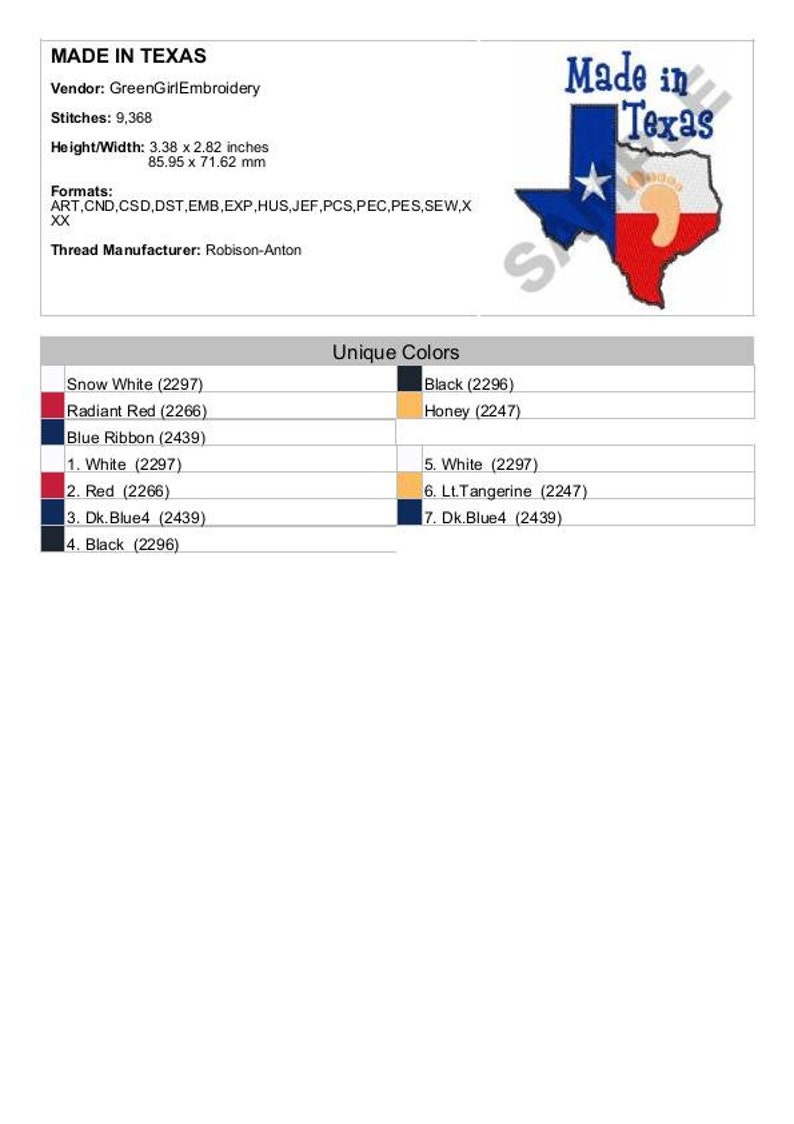 Made in Texas Machine Embroidery Design - Etsy