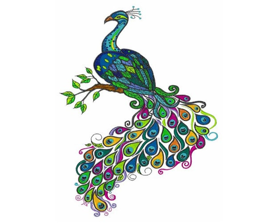 Regal Peacock - Machine Embroidery Design - Etsy