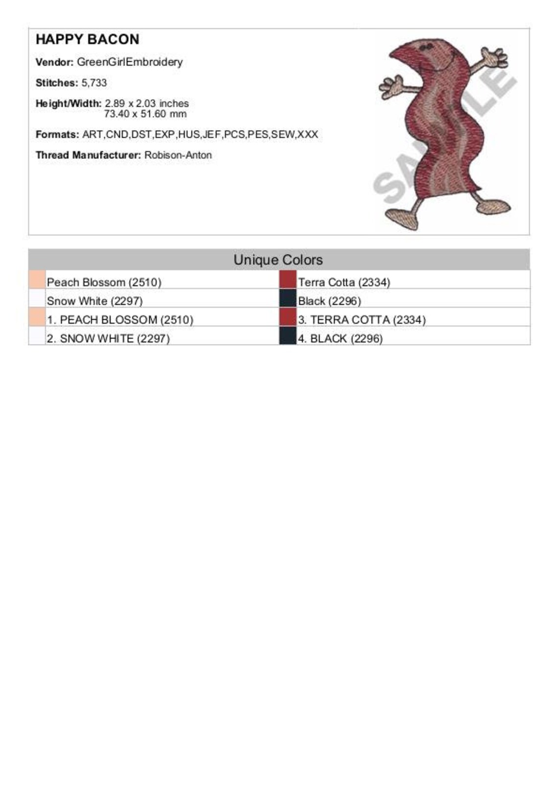 Happy Bacon - Machine Embroidery Design - Etsy