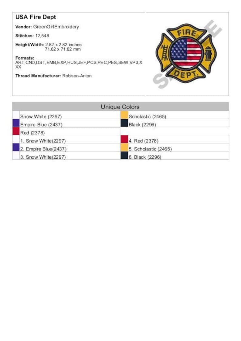 Usa Fire Dept Machine Embroidery Design - Etsy