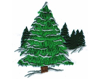 Mountain and Trees Embroidery Design, Nature Landscape Christmas Online ...