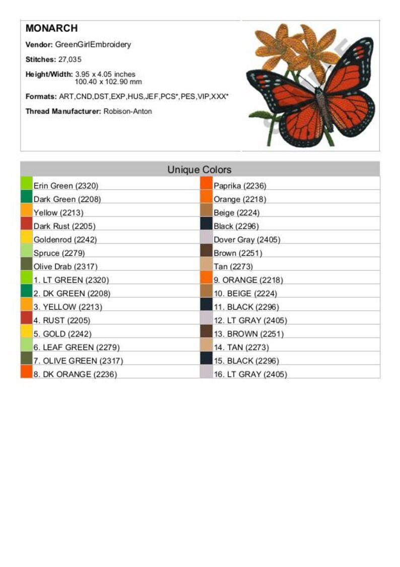 Monarch Machine Embroidery Design - Etsy