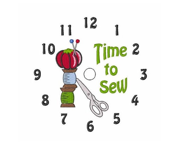Time to Sew Clock Machine Embroidery Design - Etsy