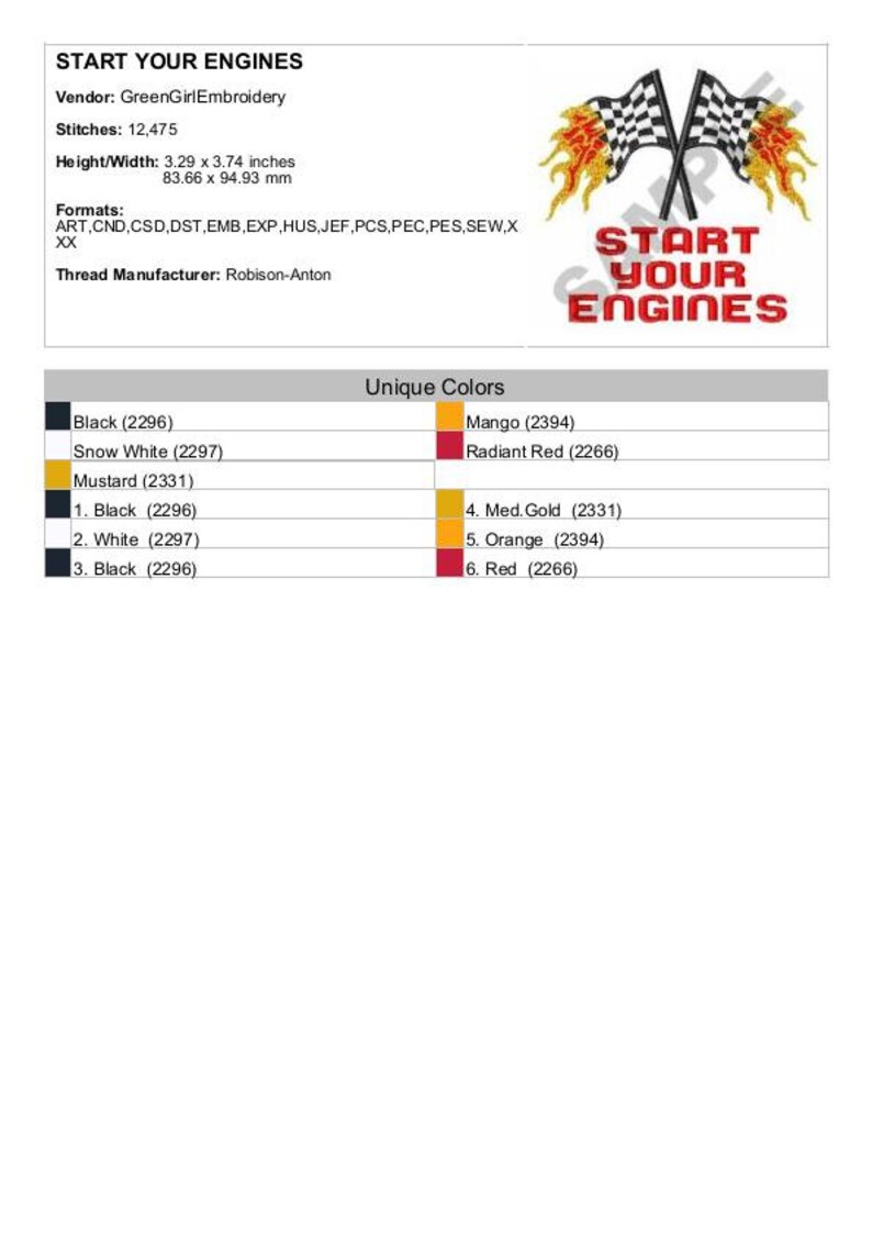 Start Your Engines - Machine Embroidery Design - Etsy