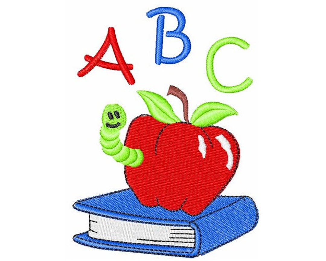 Abc Book & Apple Machine Embroidery Design - Etsy