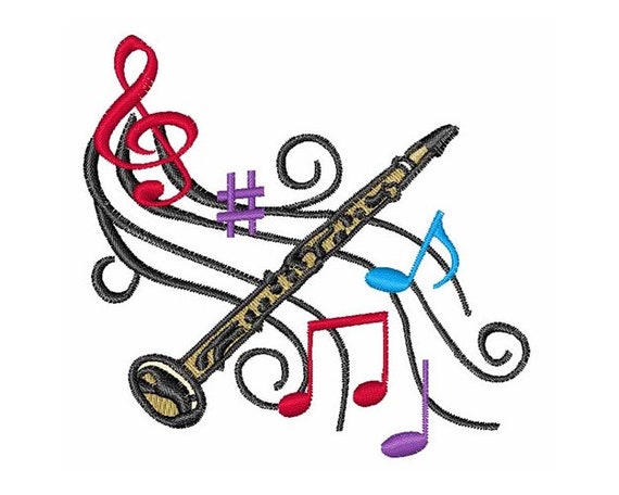 Clarinet With Music Machine Embroidery Design - Etsy